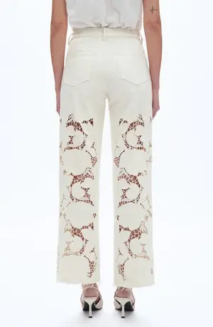 BAYEAS Lace Cutout Straight Leg Jeans