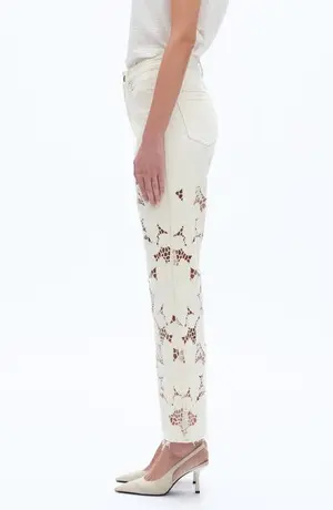 BAYEAS Lace Cutout Straight Leg Jeans