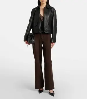 Nour Hammour Milo Suede Wide-leg Pants