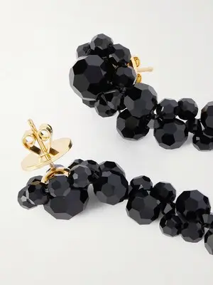 Simone Rocha Drip Gold-tone Crystal Earrings - Black
