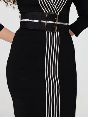 Elisabetta Franchi Knit Dress With Striped Detail - Black