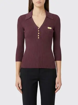 Elisabetta Franchi Ribbed Knit Polo Shirt - Brown