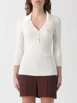 Elisabetta Franchi Ribbed Knit Polo Shirt - White