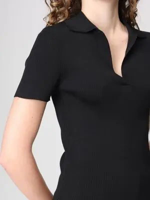 Max Mara Ribbed Knit Polo Shirt - Black