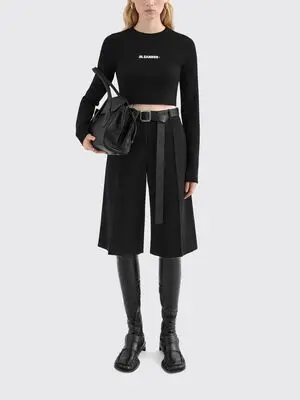 JIL SANDER Cropped Long Sleeve Top - Black