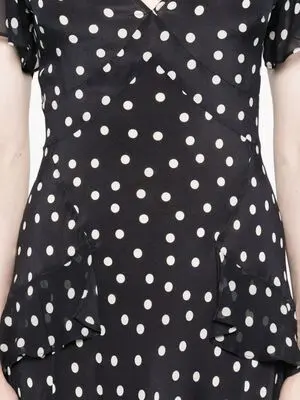 Rixo Polka Dot Midi Dress