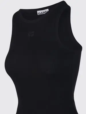 GANNI Ribbed Tank Top - Black