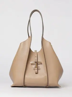 TOD'S Leather Shoulder Bag With Gold Tone Clasp