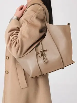 TOD'S Leather Shoulder Bag With Gold Tone Clasp