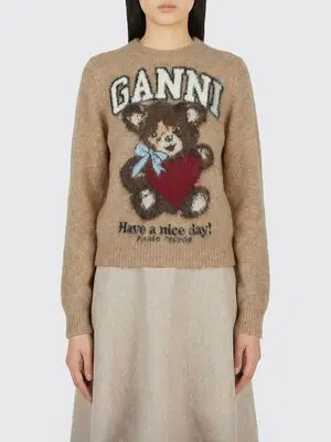 GANNI Graphic Knit Sweater - Camel