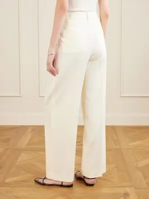 Maria Mcmanus Pleated Wool-blend Wide-leg Trousers - Neutrals