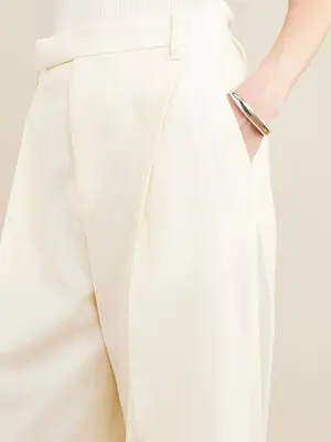 Maria Mcmanus Pleated Wool-blend Wide-leg Trousers - Neutrals