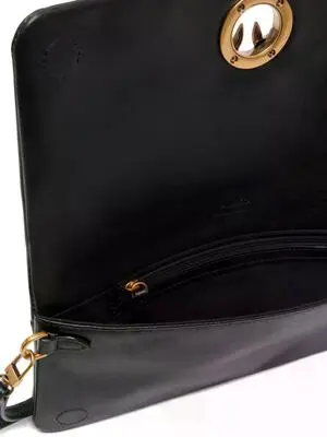Pinko Love Bag Click Soft Horizontal Leather Shoulder Bag With Bird Hardware - Black