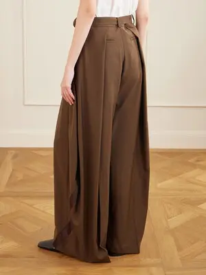 Sacai Belted Pleated Crepe Wide-leg Pants