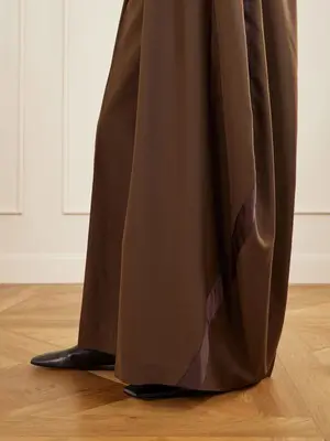 Sacai Belted Pleated Crepe Wide-leg Pants