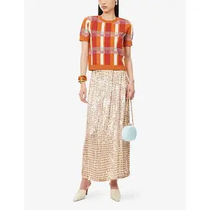 ZANKOV Marcella Beaded Silk Midi Skirt