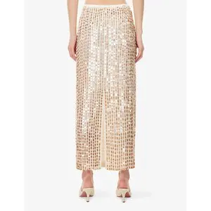 ZANKOV Marcella Beaded Silk Midi Skirt