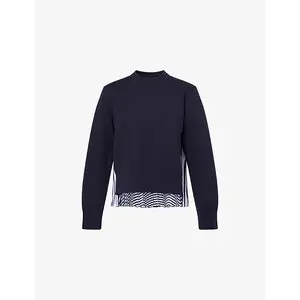 Sacai Striped Pleated Cotton-blend Sweatshirt
