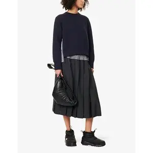 Sacai Striped Pleated Cotton-blend Sweatshirt