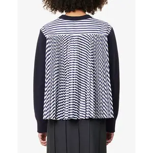 Sacai Striped Pleated Cotton-blend Sweatshirt