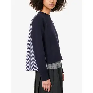 Sacai Striped Pleated Cotton-blend Sweatshirt