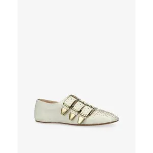 Chloé Susan Buckled Flat Leather Pumps