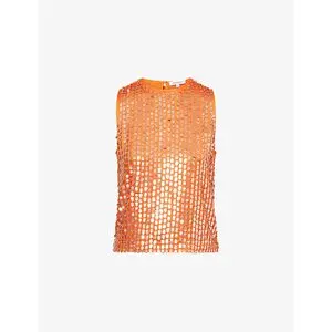 ZANKOV Eleanor Sequin-embellished Silk Vest Top