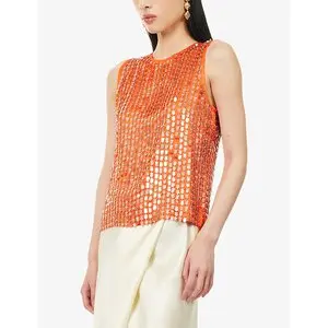 ZANKOV Eleanor Sequin-embellished Silk Vest Top