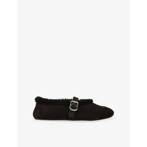 Alaïa Shearling-trim Suede Ballet Flats