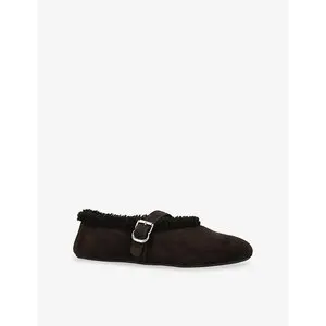 Alaïa Shearling-trim Suede Ballet Flats