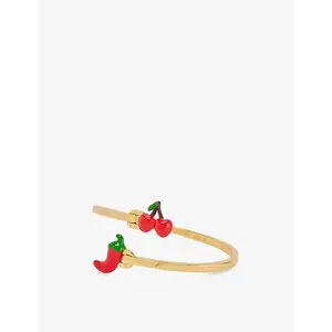 POUBEL 14ct Gold-plated Sterling Silver Enamelled Bangle - Gold Red