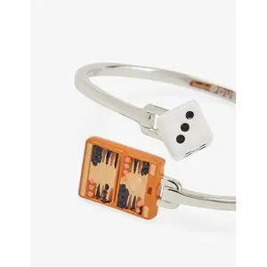 POUBEL Sterling Silver Dice And Backgammon Bangle