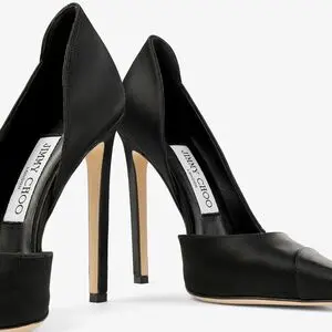 JIMMY CHOO Brigitte 120 Satin Pumps - Black