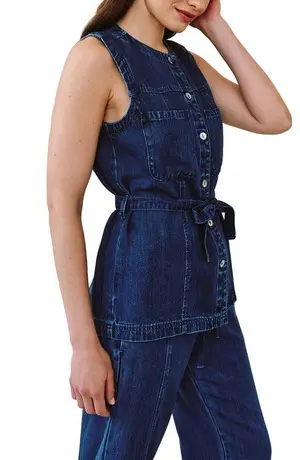 Bella Dahl Seamed Belted Chambray Vest