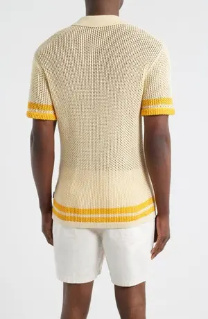 MAVRANS Stripe Open Stitch Organic Cotton Polo