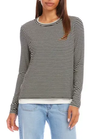 Karen Kane Striped Layered Top With Side Slits