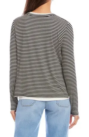 Karen Kane Striped Layered Top With Side Slits