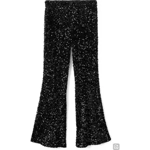 Mango Sequin Flare Jeans - Black