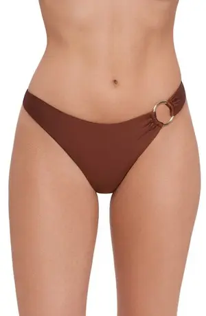 Steve Madden Scoop Front Ring Hipster Bikini Bottoms - Oak Brown