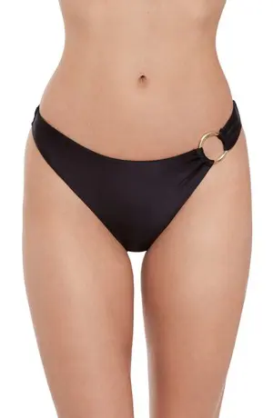 Steve Madden Scoop Front Ring Hipster Bikini Bottoms - Raven Black
