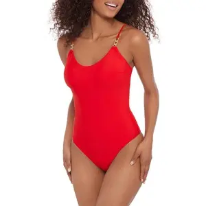 Steve Madden Cutout One-piece Swimsuit With Tie Back - Cherry Red