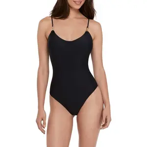Steve Madden Cutout One-piece Swimsuit With Tie Back - Raven Black