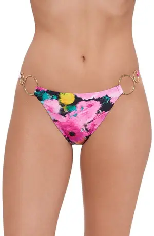 Steve Madden Ring Bikini Bottoms - Black/pink Multi