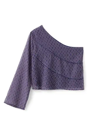 Mango Scarf Print One-shoulder Top