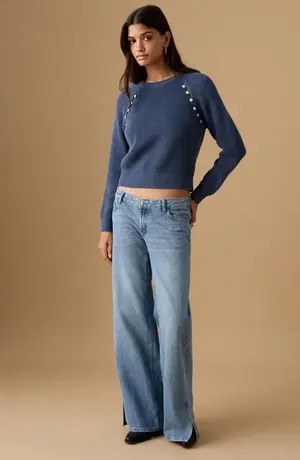 Mango Button Detail Crop Sweater