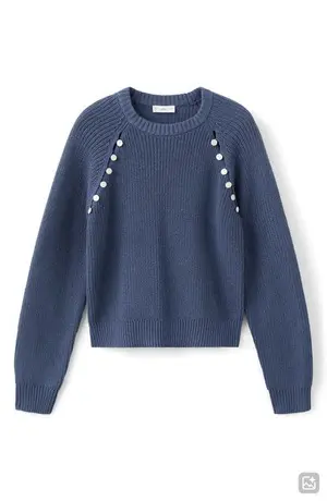 Mango Button Detail Crop Sweater