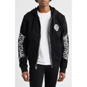 RtA Oversized Zip Hoodie With Metal Details - Black Metal Road To Awe