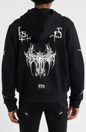 RtA Oversized Zip Hoodie With Metal Details - Black Metal Road To Awe