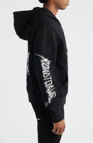 RtA Oversized Zip Hoodie With Metal Details - Black Metal Road To Awe
