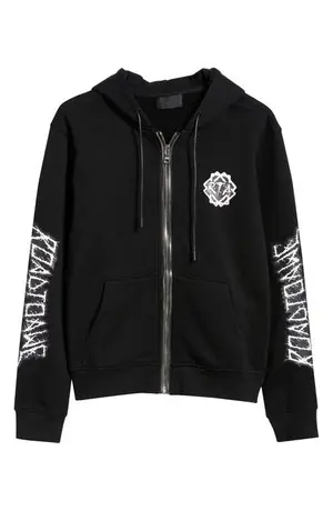 RtA Oversized Zip Hoodie With Metal Details - Black Metal Road To Awe
